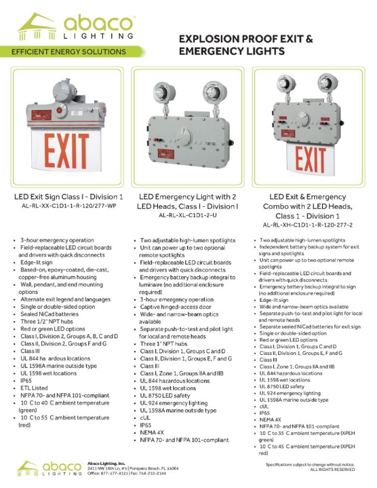 Explosion Proof Exit and Emergency – Abaco Lighting